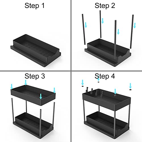 Under Sink Organizers and Storage, Bathroom Organizer, Cabinet Organizer, Kitchen Organization, 2 Tier Multi-purpose Organizers, Pull Out Sliding Drawer & Easy-Grip, 2 PCS