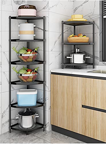 ZIGAMA 6-Tier Kitchen Pot Rack, Cookware Stand Storage Organizer ，Multi-Layer Corner Shelf Stand Stainless Steel Shelves for Kitchen