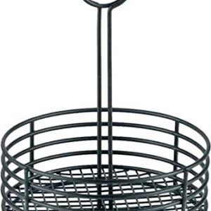 G.E.T. Enterprises Black Round Stainless Steel Condiment Caddy Iron Teflon Coated Table Caddies Collection 4-31850 (Pack of 1)