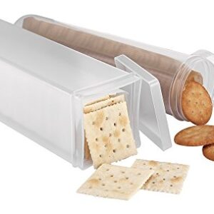 Airtight Cracker Sleeve Storage Containers - Stay Fresh Cracker Keeper, Cookie Holder - Square Plastic Canister for Saltine Crackers, Kitchen Pantry Staples