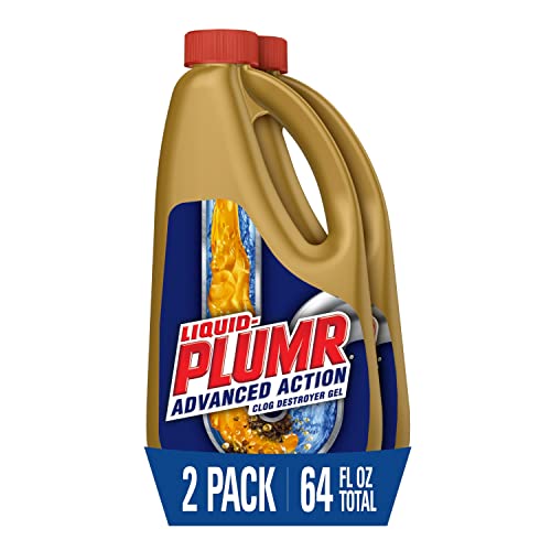 Liquid-Plumr Advanced Action Clog Destroyer Gel, Hair Clog Eliminator, Drain Clog Remover, Liquid Drain Cleaner for Kitchen and Bathroom Use, Safe for All Pipes, 32 Ounces (Pack of 2)