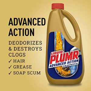 Liquid-Plumr Advanced Action Clog Destroyer Gel, Hair Clog Eliminator, Drain Clog Remover, Liquid Drain Cleaner for Kitchen and Bathroom Use, Safe for All Pipes, 32 Ounces (Pack of 2)