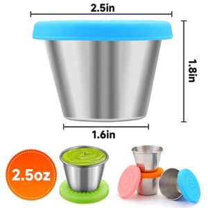 LEGELITE 10 Pack Salad Dressing Containers To Go, Reusable Small Condiment Containers with Lids, Stainless Steel Condiment Cup, Dipping Sauce Cups Container for Lunch (2.5OZ)