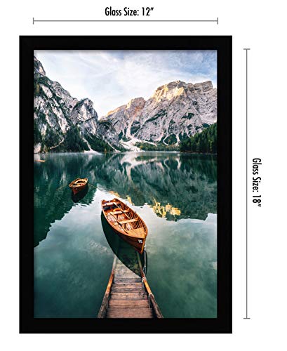 Americanflat 12x18 Black Picture Frame - Composite Wood with Shatter Resistant Glass - Horizontal and Vertical Formats for Wall with Included Hanging Hardware