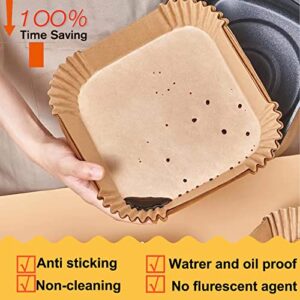 Air Fryer Disposable Paper Liner Square 9 Inch, 125 Pcs Large Square Air Fryer Paper Liners for 6-10QT Air fryer, Non-stick Parchment Paper for Frying, Baking, Cooking, Roasting and Microwave