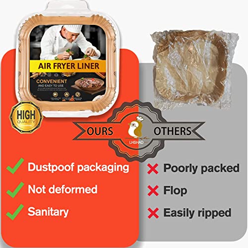 Air Fryer Disposable Paper Liner Square 9 Inch, 125 Pcs Large Square Air Fryer Paper Liners for 6-10QT Air fryer, Non-stick Parchment Paper for Frying, Baking, Cooking, Roasting and Microwave