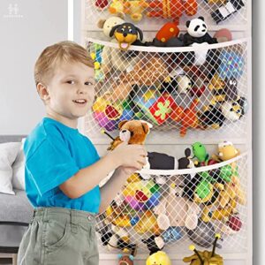 The Original Stuffed Animal Storage (Patent Pending) - Over Door Organizer for Stuffies, Baby Accessories, Toy Plush Storage / Breathable Hanging Storage Pockets Big Girls Toddler Large Bag Animals