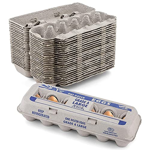 Printed Natural Pulp Egg Cartons Holds Up to Twelve Eggs - 1 Dozen Large - Strong Sturdy Material Perfect For Storing Extra Eggs - by MT Products (15 Cartons) - Made in The USA