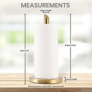 ROOMOXIE Stainless Steel Paper Towels Holder Stand Angled tip Gold Paper Towel Holder countertop 13 inch - Heavy Duty Weighted Kitchen countertop Paper Towel Holders Dispenser