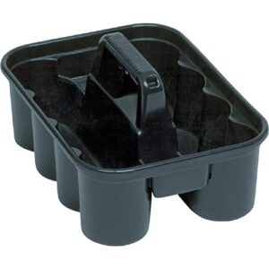 rubbermaid commercial products deluxe carry caddy for cleaning products, spray bottles, sports/water bottles, and postmates/uber eats drivers, black (fg315488bla)