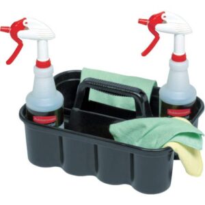 Rubbermaid Commercial Products Deluxe Carry Caddy for Cleaning Products, Spray Bottles, Sports/Water Bottles, and Postmates/Uber Eats Drivers, Black (FG315488BLA)