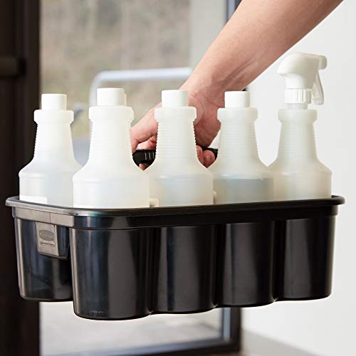 Rubbermaid Commercial Products Deluxe Carry Caddy for Cleaning Products, Spray Bottles, Sports/Water Bottles, and Postmates/Uber Eats Drivers, Black (FG315488BLA)