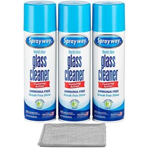 sprayway glass cleaner , foam action , 19 fl oz , ( pack of 3 ) – bonus ultra fine microfiber cleaning cloth for glass