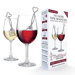 purewine wand technology histamine and sulfite filter, purifier alleviates wine allergies & headaches, stir stick aerates wine – pack of 8