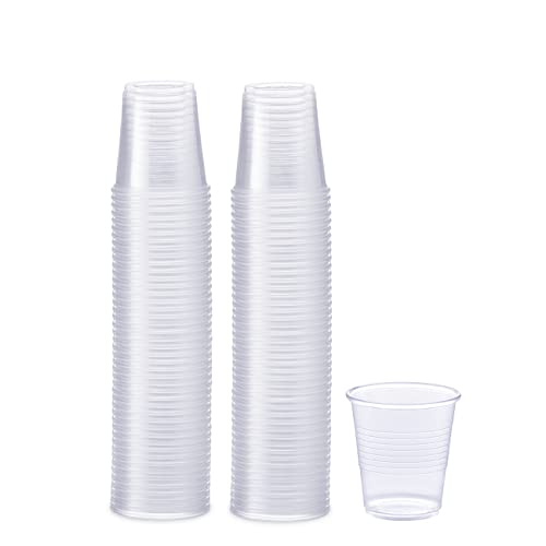 [100 Pack] 3 oz. Clear Plastic Cups, Small Disposable Bathroom, Mouthwash Polypropylene Cups