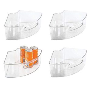 idesign plastic lazy susan cabinet storage bin, 1/4 wedge container for kitchen, pantry, counter, bpa-free, 12.75″ x 7.5″ x 4.25″, set of 4, clear