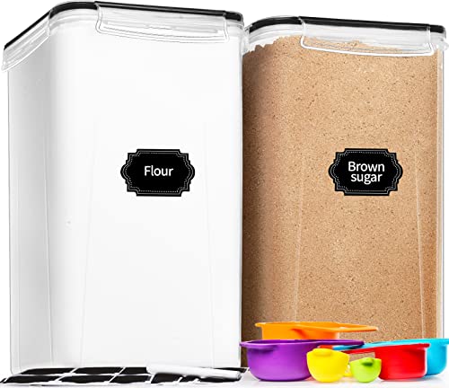 CEKEE Extra Large Food Storage Containers with Lids-6.5L |220 OZ| 2PCS Large Airtight Plastic Food Canisters for Flour, Sugar, Rice, Cereal & Pasta, Bulk Food Storage for Kitchen Pantry Organization