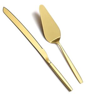 berglander gold cake pie pastry servers, gold cake serving set,cake knife and server set perfect for wedding, birthday, parties and events