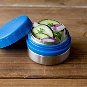 LunchBots Rounds Leak Proof 4 oz. Stainless Snack Container Jar, Set of 2, Blue Lid