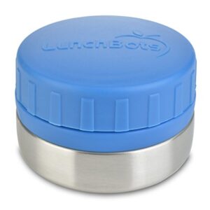 LunchBots Rounds Leak Proof 4 oz. Stainless Snack Container Jar, Set of 2, Blue Lid