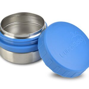 LunchBots Rounds Leak Proof 4 oz. Stainless Snack Container Jar, Set of 2, Blue Lid