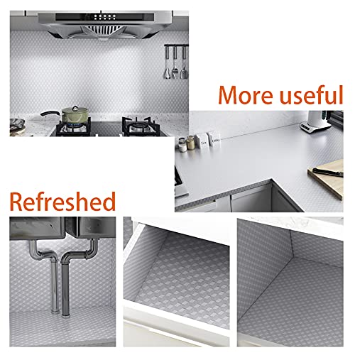 Snkxu Kitchen Wallpaper Oil Proof Sticker Backsplash Aluminum foil Oil self-Adhesive Paper Silver Cabinet Liner Waterproof and Heat Resistant Peel and Stick backsplash, 15.7X118.1 Inches