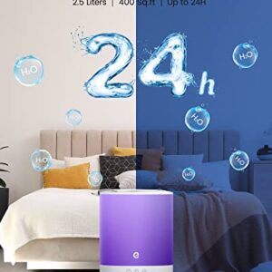 Cool Mist Humidifiers for Bedroom Large Room, Esemoil 2.5L Smart WiFi Baby Air Humidifier with Top-Fill & 28dB Quiet, 24H Ultrasonic Diffuser for Plants, 8 Color Light, Voice Control, Works with Alexa