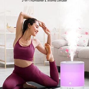 Cool Mist Humidifiers for Bedroom Large Room, Esemoil 2.5L Smart WiFi Baby Air Humidifier with Top-Fill & 28dB Quiet, 24H Ultrasonic Diffuser for Plants, 8 Color Light, Voice Control, Works with Alexa