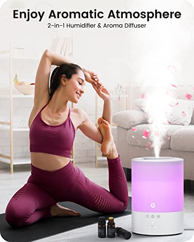 Cool Mist Humidifiers for Bedroom Large Room, Esemoil 2.5L Smart WiFi Baby Air Humidifier with Top-Fill & 28dB Quiet, 24H Ultrasonic Diffuser for Plants, 8 Color Light, Voice Control, Works with Alexa