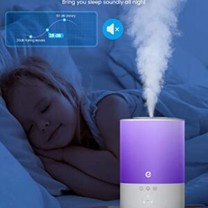 Cool Mist Humidifiers for Bedroom Large Room, Esemoil 2.5L Smart WiFi Baby Air Humidifier with Top-Fill & 28dB Quiet, 24H Ultrasonic Diffuser for Plants, 8 Color Light, Voice Control, Works with Alexa