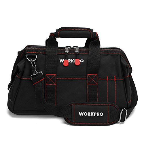 WORKPRO 16-inch Close Top Wide Mouth Tool Storage Bag with Water Proof Rubber Base, W081022A, 16"