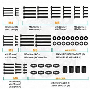 WALI Universal TV Mounting Hardware Kit Set Includes M4 M5 M6 M8 TV Screws and Spacer Fit Most TVs up to 80 inch (UVSP), Black