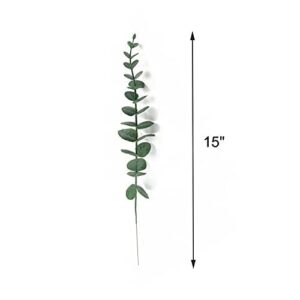 Tinsow 5 Pcs Real Touch Leaf Artificial Eucalyptus Stem Faux Eucalyptuses Wedding Bouquet Centerpiece Home Decor (Green)