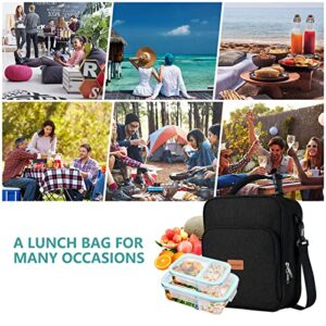 kissleaf Insulated Lunch Bag, Reusable Freezable Lunch Box for Men Women, Leakproof Cooler Small Lunch Bag with Adjustable Shoulder Strap for Adults