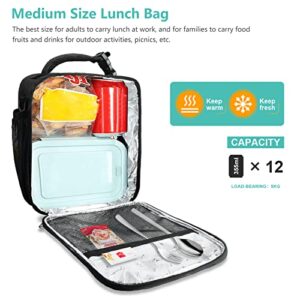 kissleaf Insulated Lunch Bag, Reusable Freezable Lunch Box for Men Women, Leakproof Cooler Small Lunch Bag with Adjustable Shoulder Strap for Adults