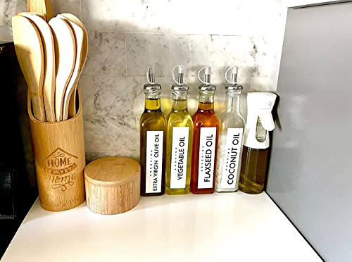 Bamboo Salt and Pepper Box with Magnetic Swivel Lid and Built-in Serving Spoon For Kitchen | Decorative Bath Salt Containers | Wooden Salt Box has Dual 5 Ounce Capacity | Salt Cellar for Counter