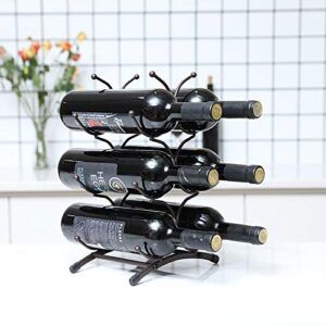 KLGO Wine Rack for Countertop,Wine Storage Shelf for Pantry Cabinet,can Hold 6 Bottles,6 Bottles Countertop Stainless Steel Metal Red Wine Storage Holder,Black