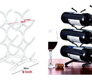 KLGO Wine Rack for Countertop,Wine Storage Shelf for Pantry Cabinet,can Hold 6 Bottles,6 Bottles Countertop Stainless Steel Metal Red Wine Storage Holder,Black