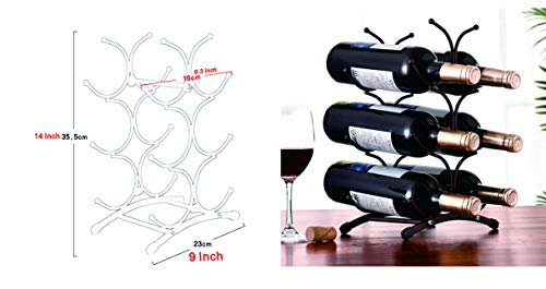 KLGO Wine Rack for Countertop,Wine Storage Shelf for Pantry Cabinet,can Hold 6 Bottles,6 Bottles Countertop Stainless Steel Metal Red Wine Storage Holder,Black