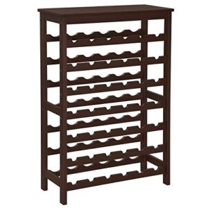 songmics 42-bottle wine rack free standing floor, 7-tier display wine storage shelves with table top, bamboo wobble-free bottle holder for kitchen bar dining room living room, espresso ukwr27br