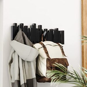 Umbra 318211-040 Sticks Multi Rack – Modern, Unique, Space-Saving Hanger with 5 Flip-Down Hooks for Hanging Coats, Scarfs, Purses and More, Black