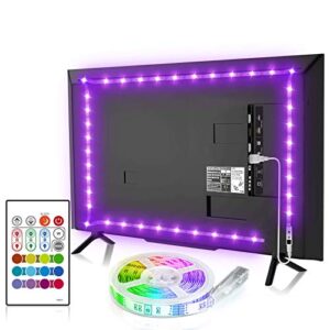 bason lighting tv backlight, 8.2ft tv light strip for 32-58 inch tv/monitor backlight, smd 5050 usb led light strip with remote, rgb 4096 diy colors tv led for gaming lights, ambient lighting kit.