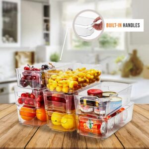 Jinamart Refrigerator Organizer Bins 6 Pcs Multiple Sizes Clear Plastic Storage Bins for Fridge, Freezer, and Pantry Organization, Includes 2 Wide, 2 Narrow, 1 Large Bin & 1 Egg Holder(12 Egg)