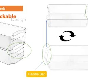 Jinamart Refrigerator Organizer Bins 6 Pcs Multiple Sizes Clear Plastic Storage Bins for Fridge, Freezer, and Pantry Organization, Includes 2 Wide, 2 Narrow, 1 Large Bin & 1 Egg Holder(12 Egg)