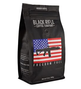 black rifle coffee freedom fuel (dark roast) ground 12 ounce bag, dark roast ground coffee, dark and bold flavor, helps supports veterans and first responders