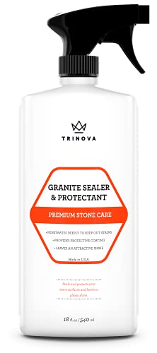 Granite Sealer & Protector – Best Stone Polish, Protectant & Care Product – Easy Maintenance for Clean Countertop Surface, Marble, Tile – No Streaks, Stains, Haze, or Spots - 18 OZ - TriNova