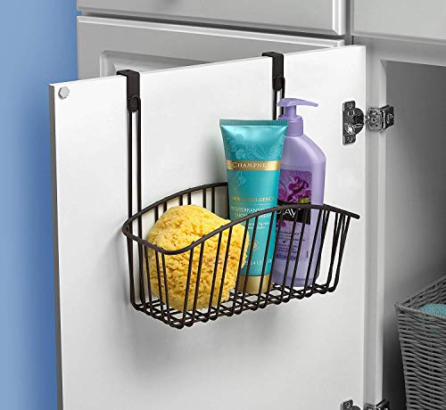 Spectrum Diversified Contempo Storage Basket Over The Cabinet, Steel Wire, Sink Organizer for Kitchen & Bathroom, Medium, Bronze