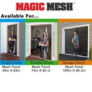 Magic Mesh Deluxe- Black- Hands Free Magnetic Screen Door, Mesh Curtain Keeps Bugs Out, Frame Hook & Loop, Hands Free, Pet & Kid Friendly- Fits Doors up to 39 x 83 Inches