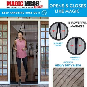 Magic Mesh Deluxe- Black- Hands Free Magnetic Screen Door, Mesh Curtain Keeps Bugs Out, Frame Hook & Loop, Hands Free, Pet & Kid Friendly- Fits Doors up to 39 x 83 Inches