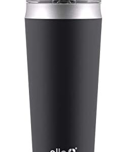 Ello Beacon Vacuum Insulated Stainless Steel Tumbler with Slider Lid and Optional Straw, 24 oz, Black